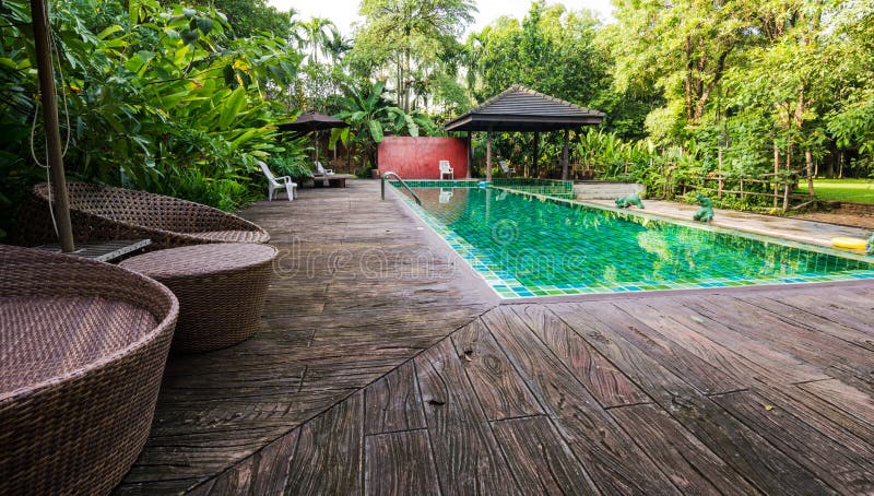Small Swimming Pool and Couch at the Resort Stock Photo - Image of ...