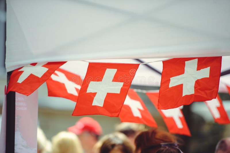 Small swiss flags stock photo. Image of small, luzern - 94768048