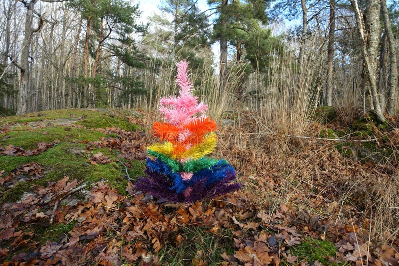 A Symbolic Christmas Tree with Pride Colors Stock Image - Image of ...