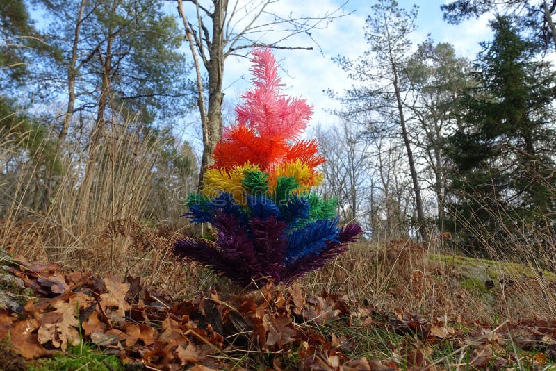 A Symbolic Christmas Tree with Pride Colors Stock Image - Image of ...
