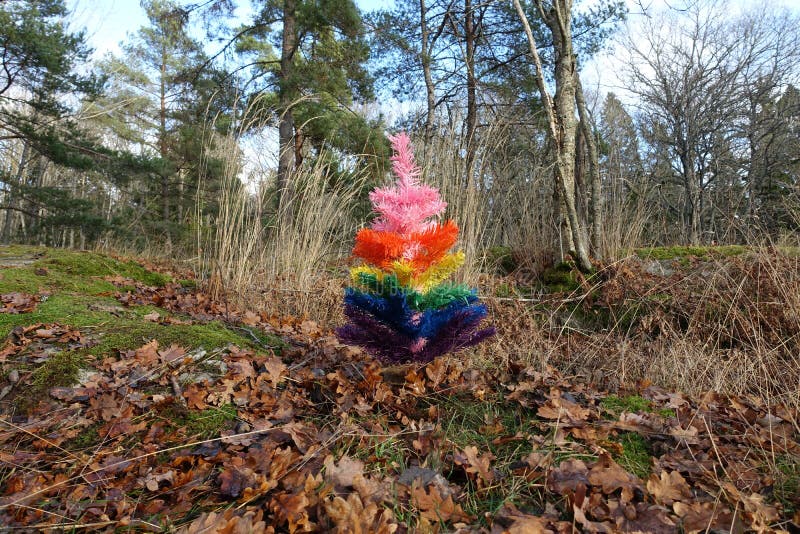 A Symbolic Christmas Tree with Pride Colors Stock Image - Image of ...