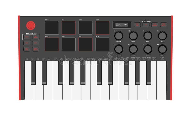 Small Synthesizer, MIDI Controller. Two Octaves Keyboard, Drum Pads and ...