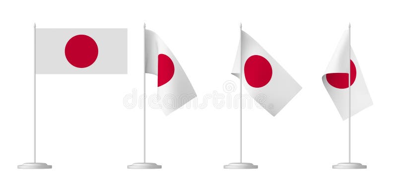 Small Table Flag of Japan on Stand Set Isolated Stock Illustration ...