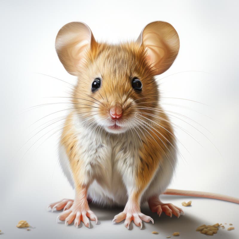Highly Realistic Caricature: Cute Mouse Painting on Gray Background ...