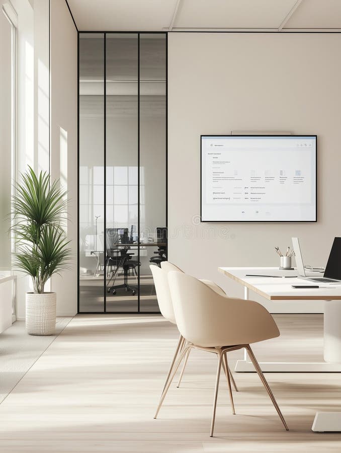 Small Team Collaborating in a Modern Office Environment with Sleek ...