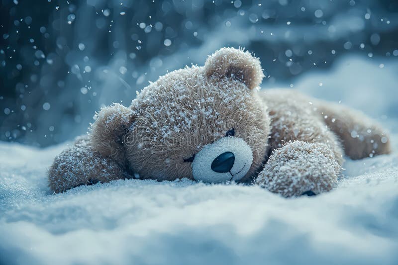 Small Teddy Bear is Sitting on a Blanket. Stock Photo - Image of soft ...