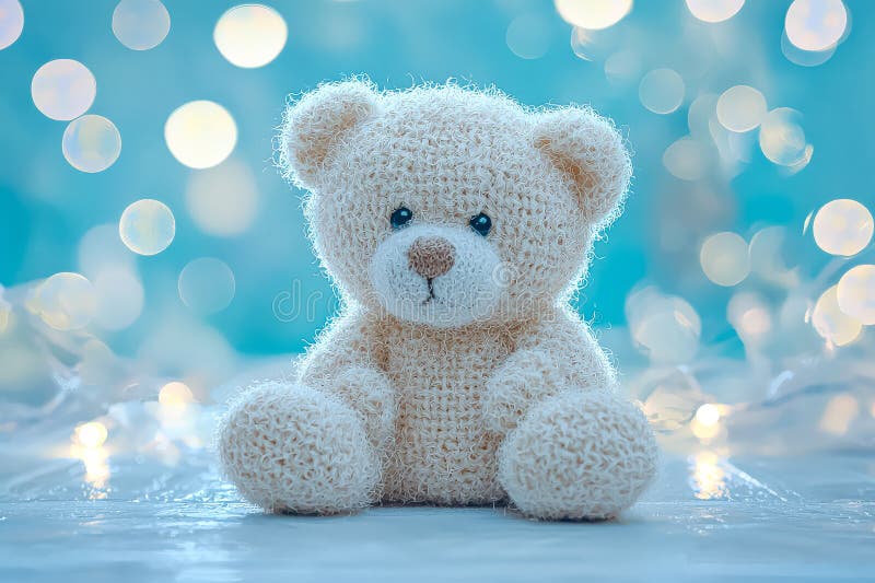 Small Teddy Bear is Sitting on a Blanket. Stock Image - Image of ...