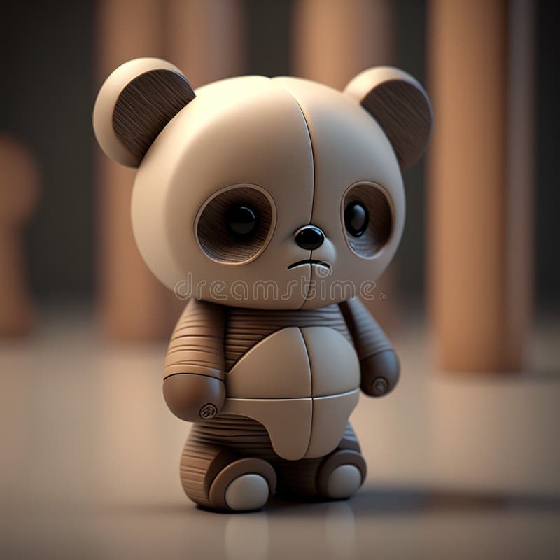 A Small Teddy Bear Sitting on the Floor in Front of a Pillar. Stock ...