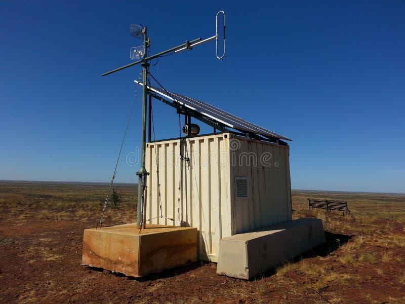 Small Telecommunications Hut with Microwave Dishes Stock Photo - Image ...