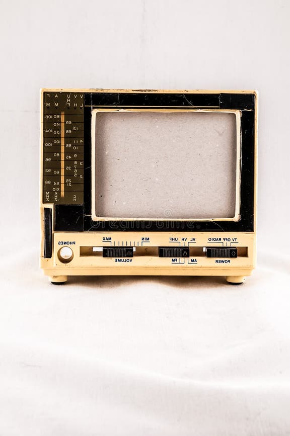 A Small Television Set with a White Background Stock Photo - Image of ...
