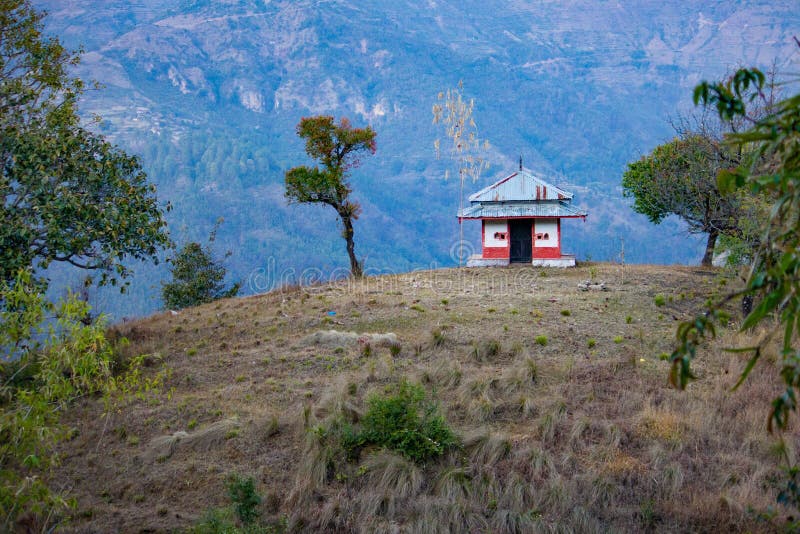 Small Temple on a Grassy Hilltop Stock Image - Image of weathered ...