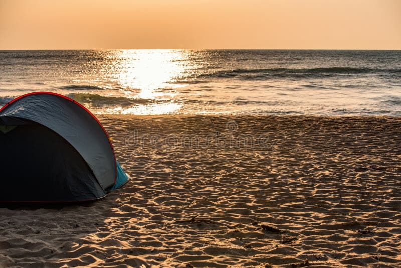 A small tent stock image. Image of dusk, sand, horizon - 168842551
