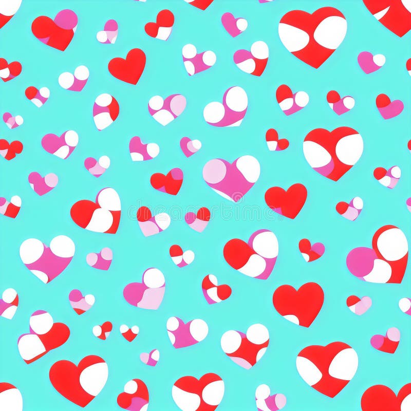 Small Textured Red and White Hearts, Seamless Hearts Pattern, Tileable ...
