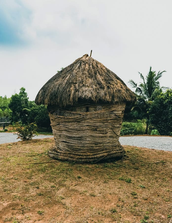 Small Thatched Roof Hut Built Using Natural Materials Like Paddy Straw ...