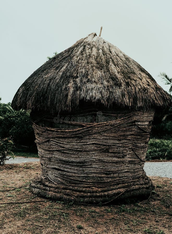 Small Thatched Roof Hut Built Using Natural Materials Like Paddy Straw ...