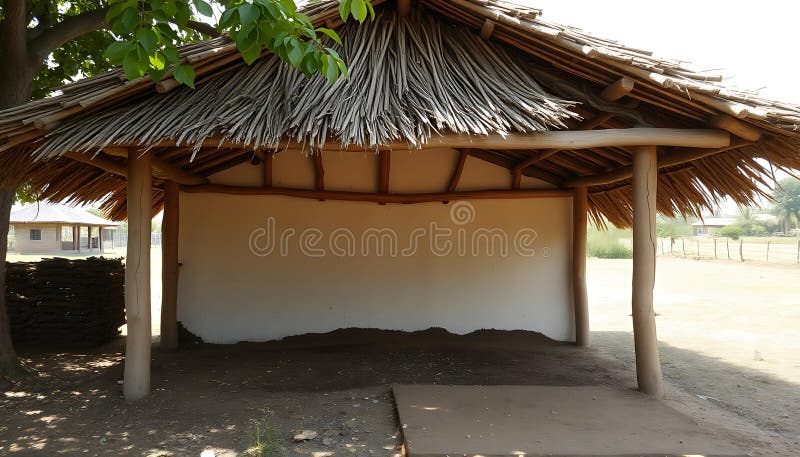 Small Thatched Roof Hut Structure, Showcasing Simple Architecture and ...