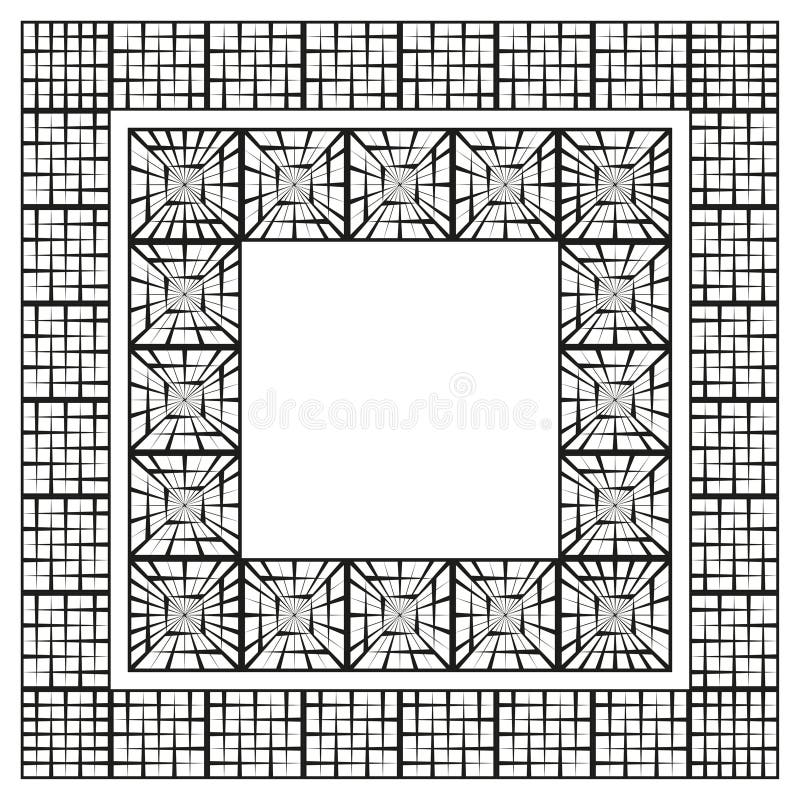 Small Tile Frame. Mosaic Square Border. Thin Line Structure. Vector ...