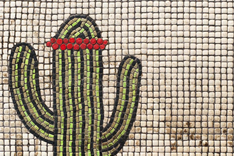 Small Tiles are Arranged in the Shape of a Cactus. Stock Illustration ...