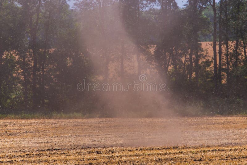 Small Tornado Or Whirlwind With Dust In A Field Stock Photo - Image of ...