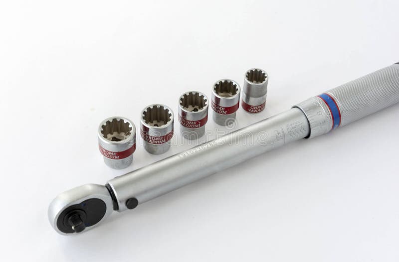 Small Torque Wrench Ratchet with Cap Heads Isolated on White Background ...