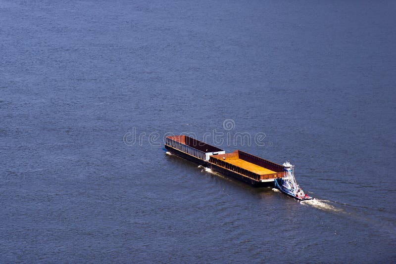 Small Towboat Pushing Two Empty Barges on Broad River Stock Image ...