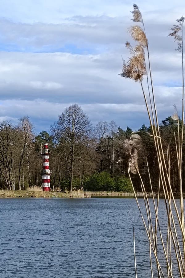 Small tower on a lake stock photo. Image of waterway - 363438304