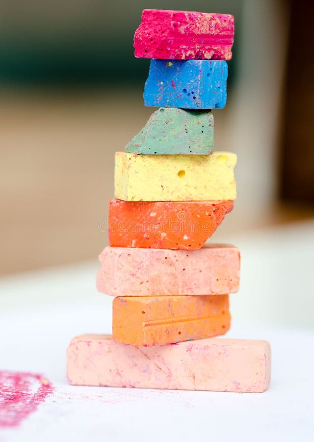 Small Tower Made with Bright Pieces of Chalk Stock Photo - Image of ...
