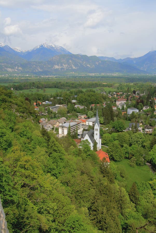 Small Town in Alps. Bled, Slovenia Stock Photo - Image of architecture ...