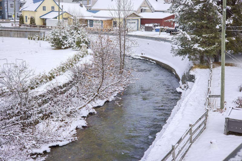 Small River Running through the Town of Degelis, Quebec Editorial Photo ...