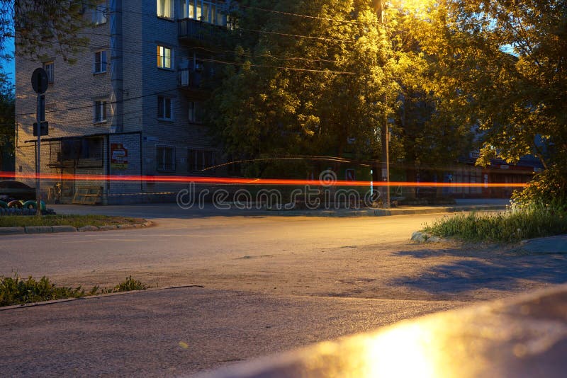 Small Town Empty City Street in the Evening Stock Image - Image of ...