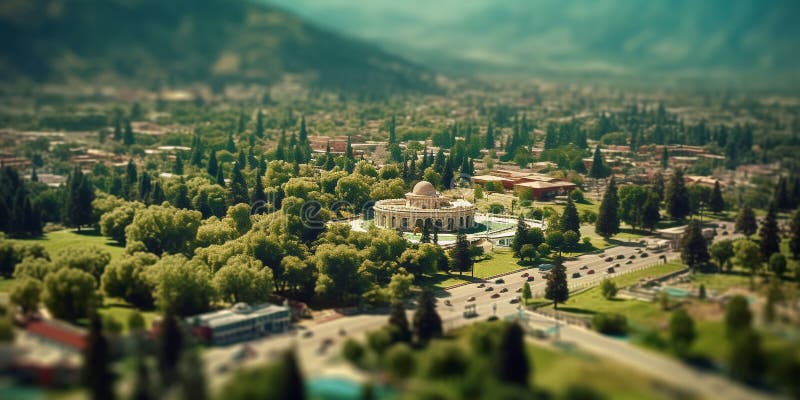 Small Town with Lush Green Trees. AI-generated Stock Illustration ...