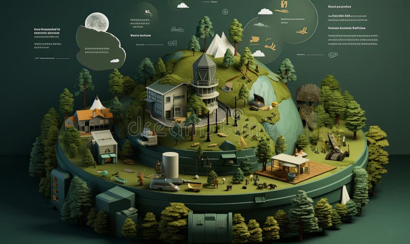 Small Town Model with Trees and Buildings Stock Image - Image of ...