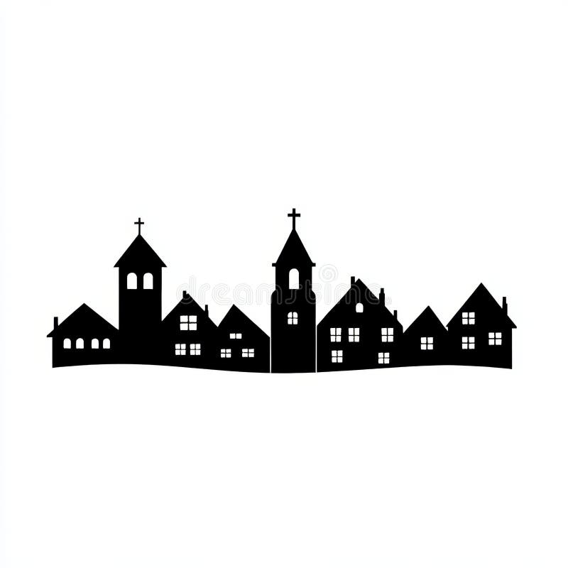 Small Town Silhouette Stock Illustrations – 2,215 Small Town Silhouette ...