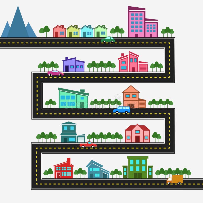 Small town urban landscape stock vector. Illustration of vector - 70056688