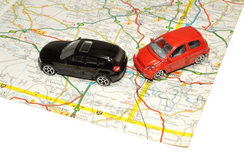 Green Miniature Car on Paper Map Stock Photo - Image of small, green ...