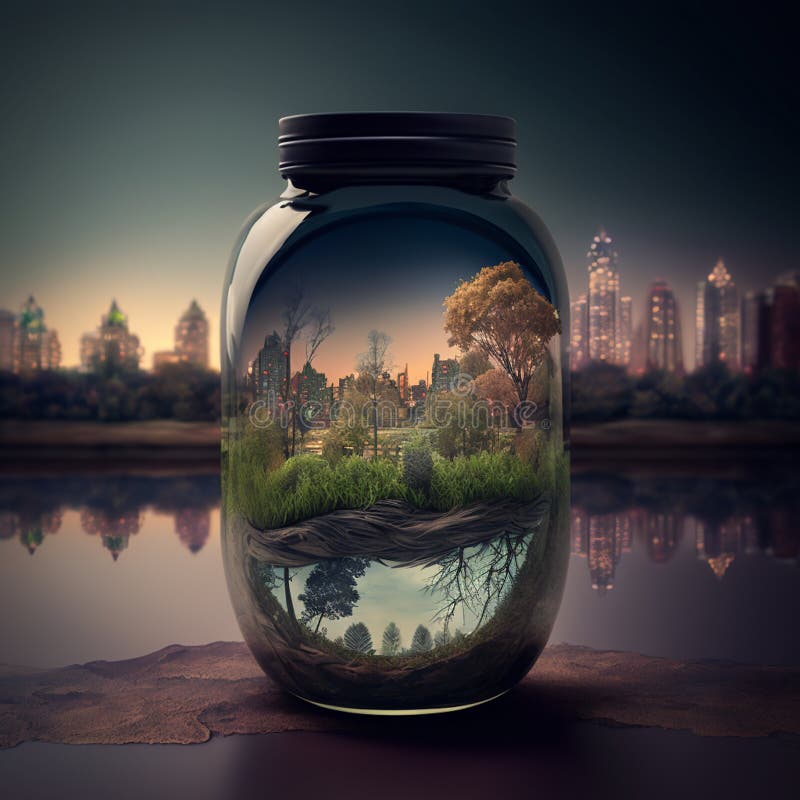 Small Toy City in a Glass Jar Stock Image - Image of cityscape ...