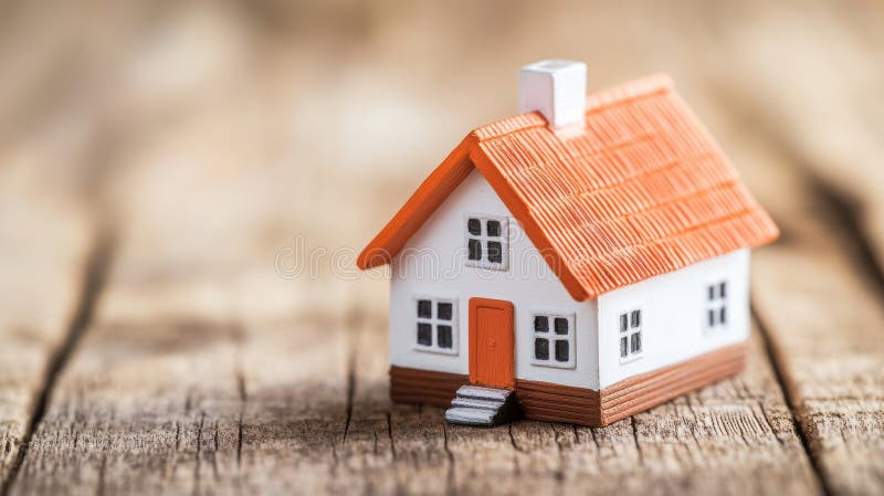 A Small Toy House Sitting on a Wooden Table Stock Illustration ...