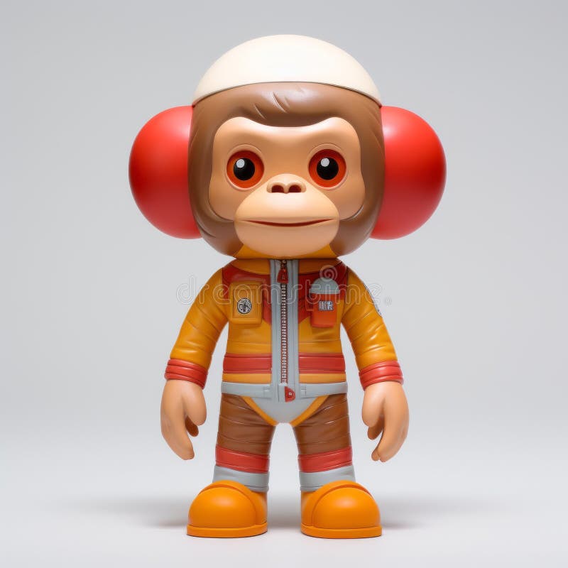 Charming Monkey Vinyl Toy with Orange Helmet and Red Ear Stock ...