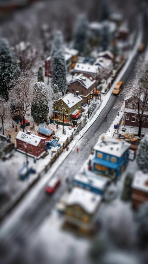 A Small Toy Town with a Lot of Snow on the Ground. AI Generative Image ...
