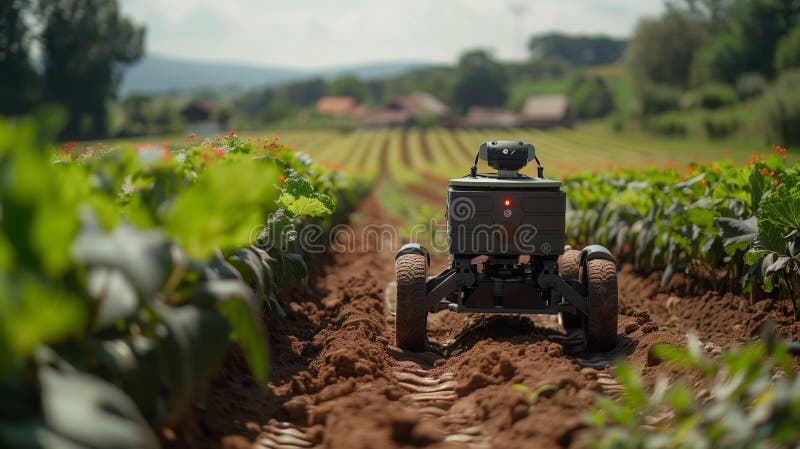 Small Tractor Cultivating Crops in Field Stock Image - Image of land ...