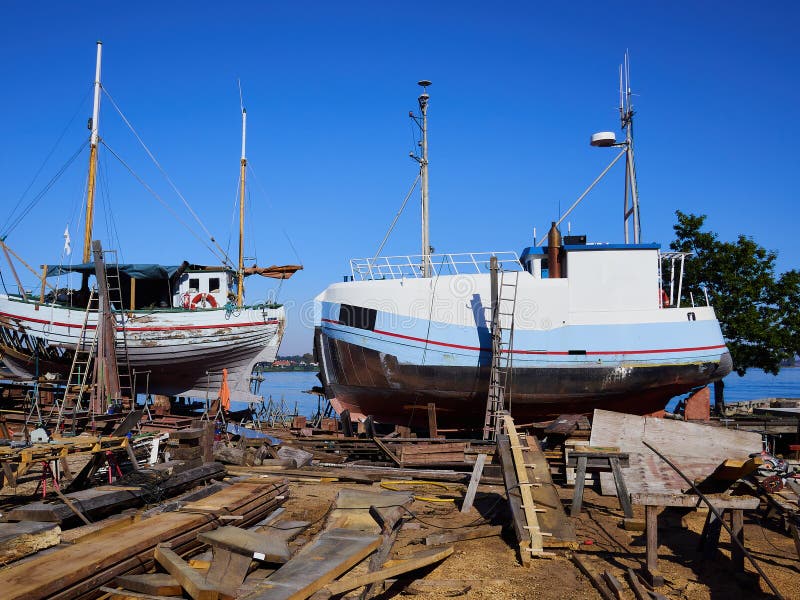 Small Traditional Boat in a Shipyard for Renovations and Maintenance ...
