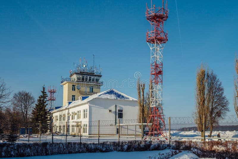 Small Traffic Control Tower in Provincial Airport Stock Photo - Image ...
