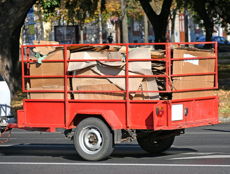 Small Trailer Full of Paper Boxes Stock Photo - Image of small ...