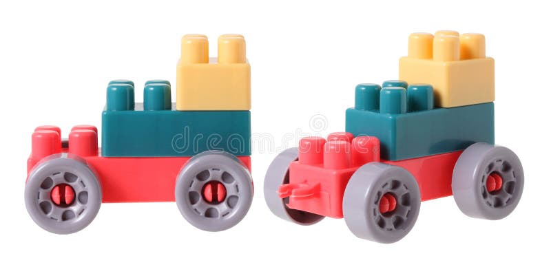 Small Train from Plastic Blocks on White Background Stock Photo - Image ...