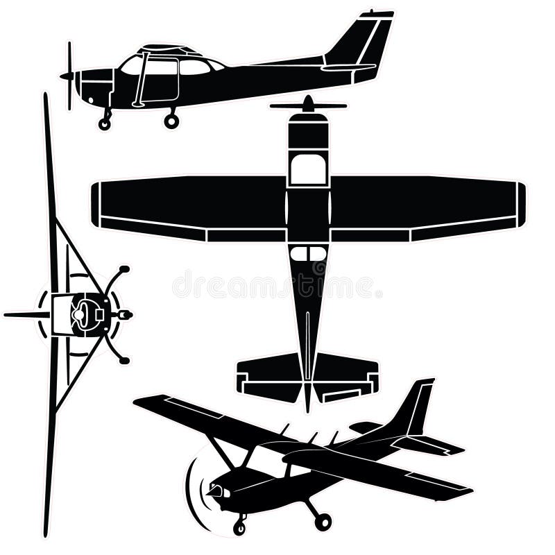 Small Training Airplane Vector Set with Outline Stock Vector ...