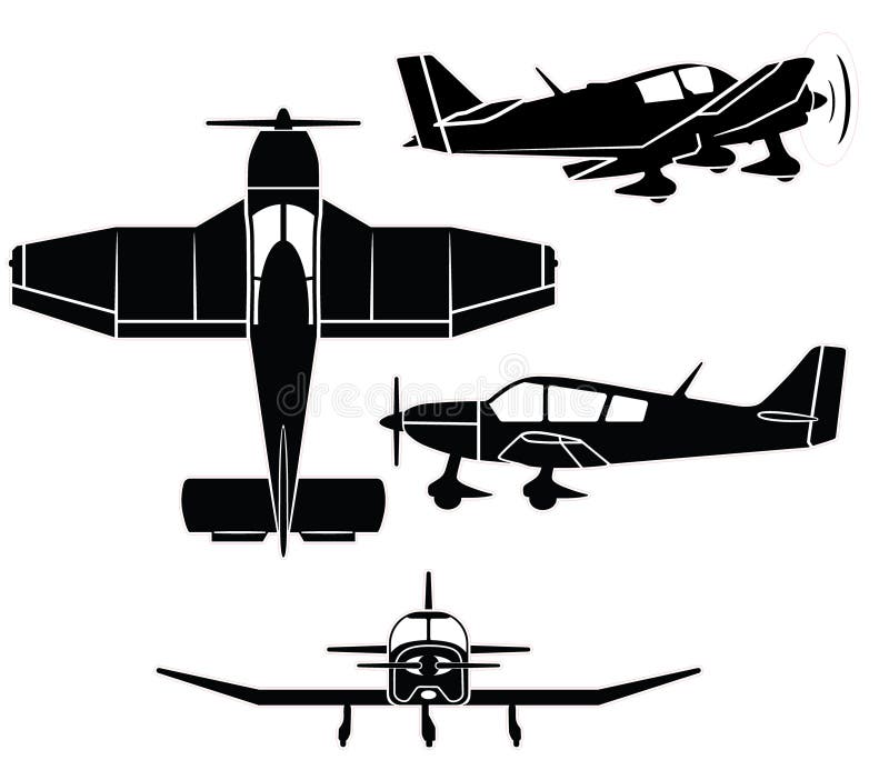 Small Training Airplane Vector Set with Outline Stock Vector ...