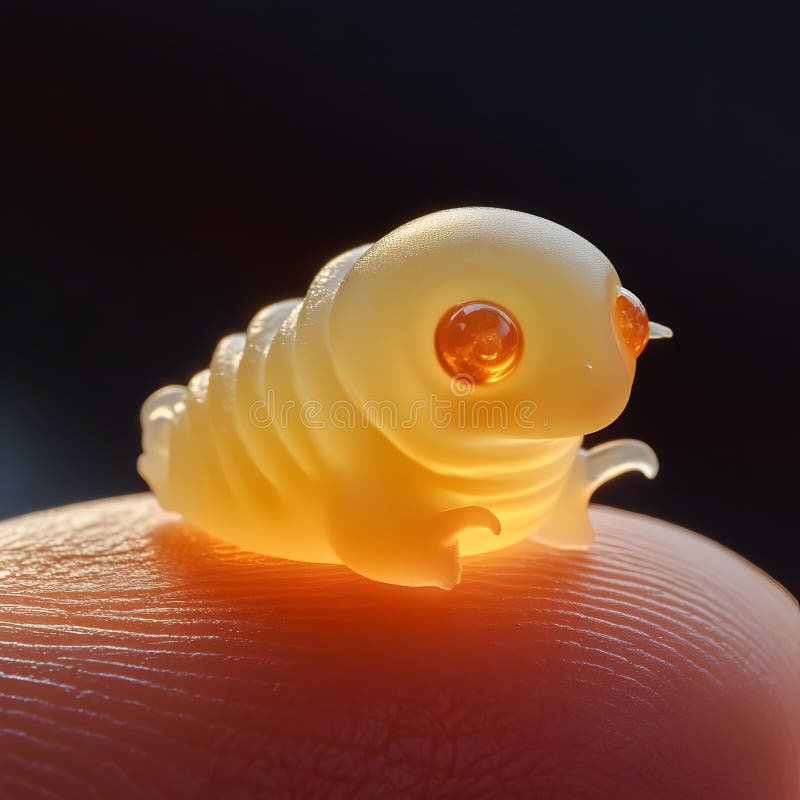 A Small, Translucent, Yellow Creature Resembling a Worm or Larva is ...