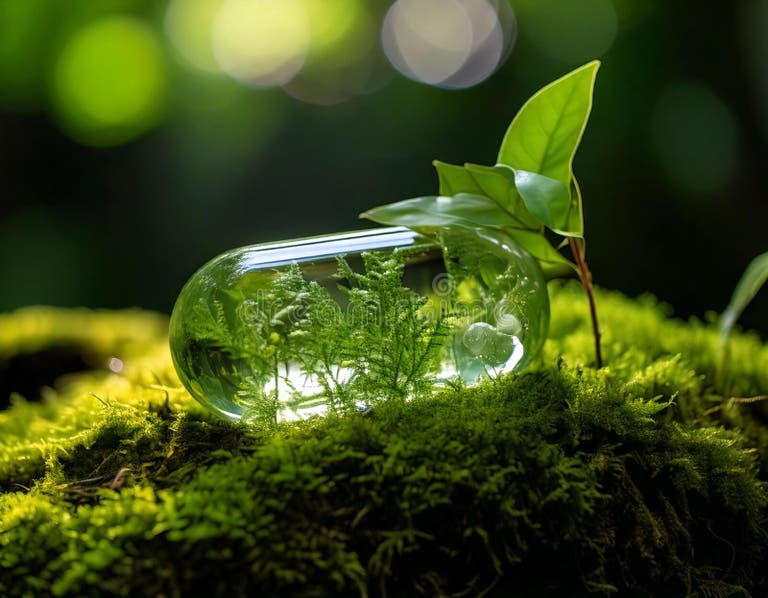 A Small Transparent Capsule with a Plant Inside it. Stock Photo - Image ...