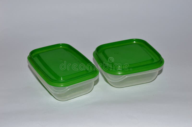 Small Transparent Plastic Box with a Green Lid Stock Photo - Image of ...