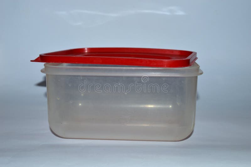 Small Transparent Plastic Box with a Red Lid Stock Image - Image of ...